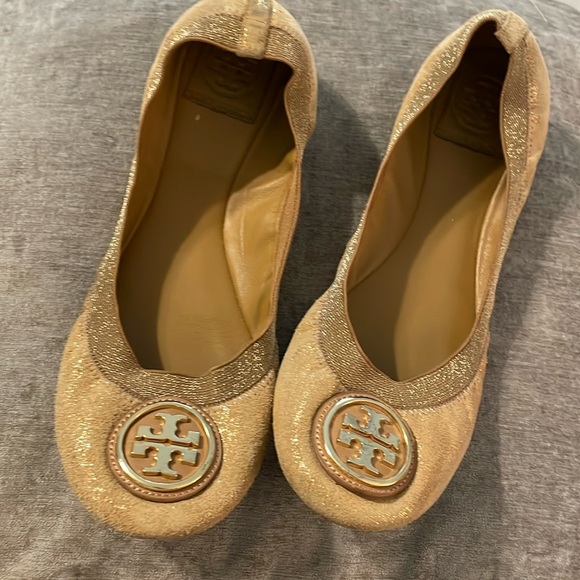Tory Burch | Shoes | Tory Burch Gold Sparkle Ballerina Slippers Size 9 ...